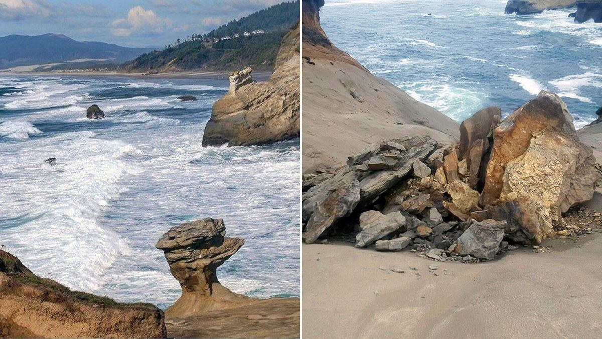 Video shows vandals destroy iconic northwest rock formation