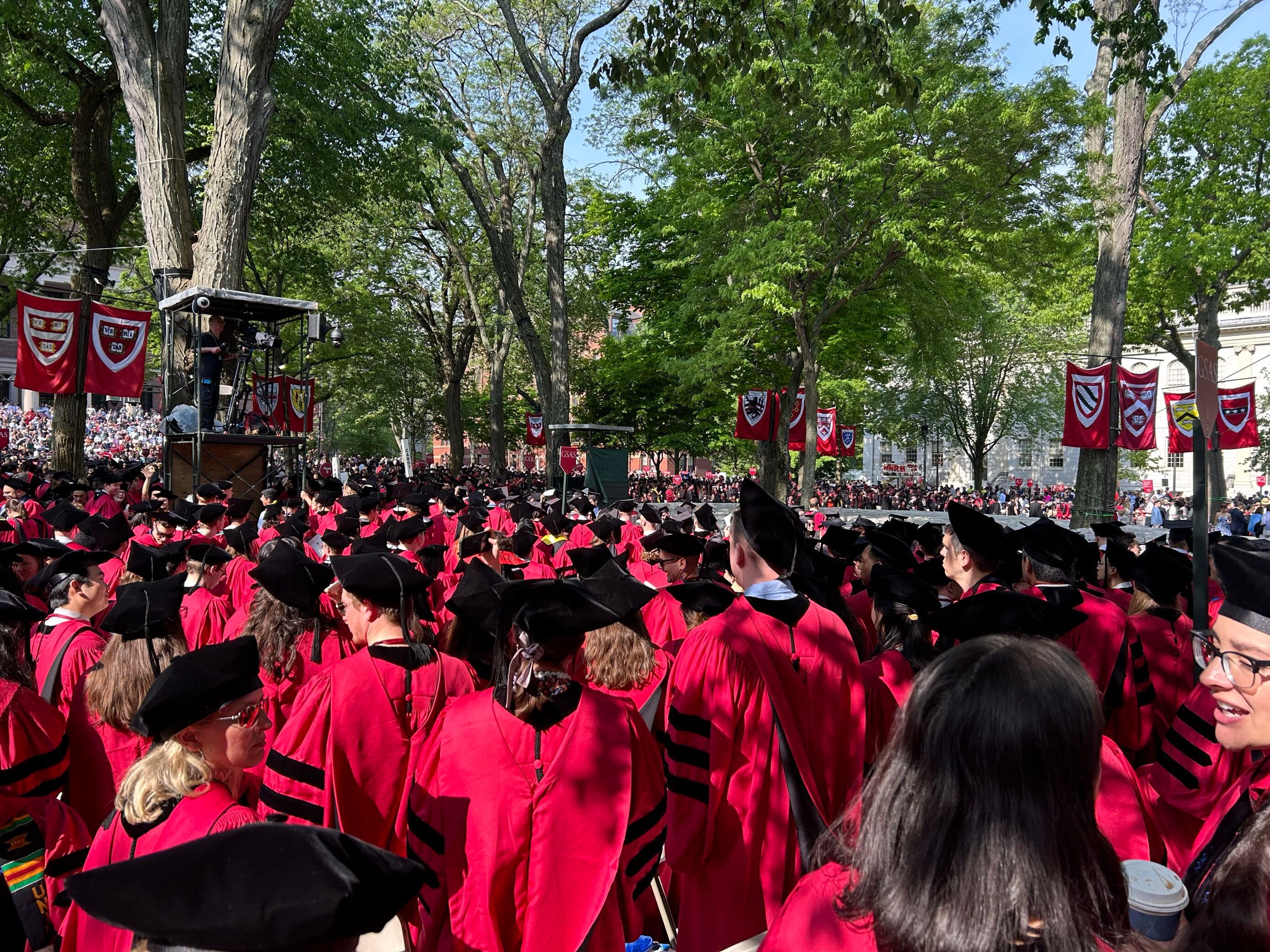 Harvard College Graduation Group Of Students Walk Out Of Harvard